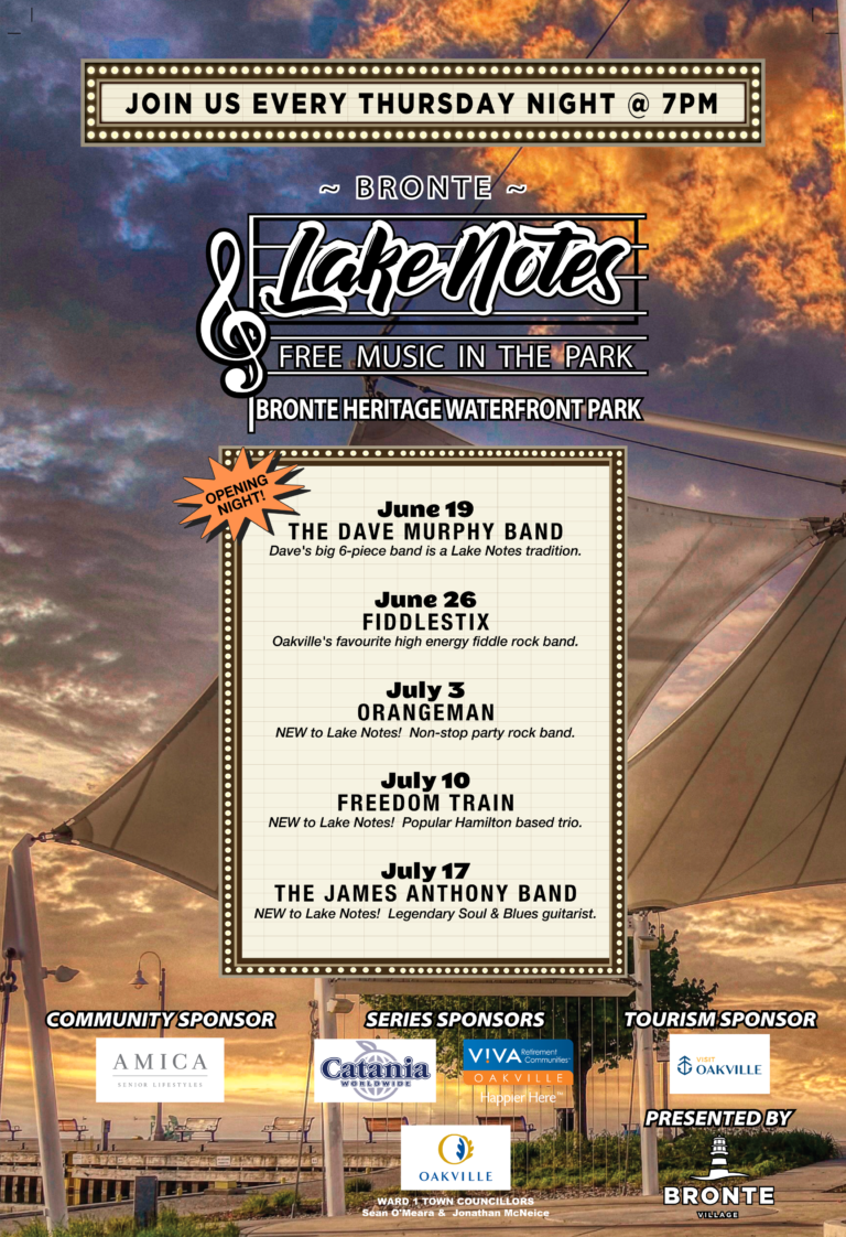 Bronte Lake Notes Returns Under the Sails June 19! – Bronte Village